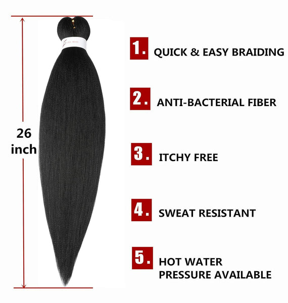 26 Inch Pre Stertched Braids Hair Yaki Texture Easy Braid Synthetic Ha ...