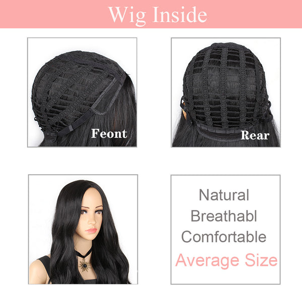 24 Inch Natural Long Wavy Curly Synthetic Wig for Women Heat Resistant ...